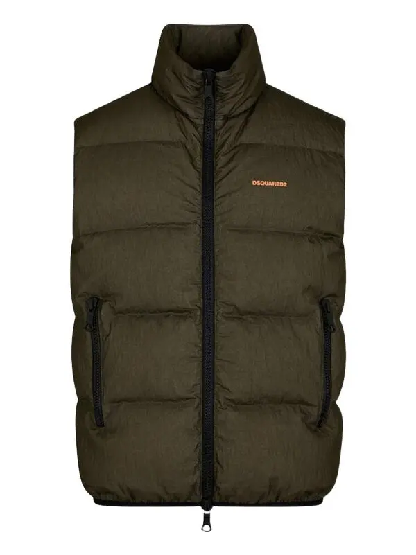 Dsquared2 Logo Printed Zipped Puffer Vest - Green