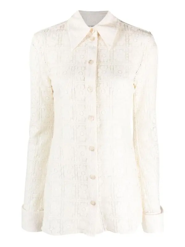 Sportmax Sava Floral-lace Fitted Shirt - Nude