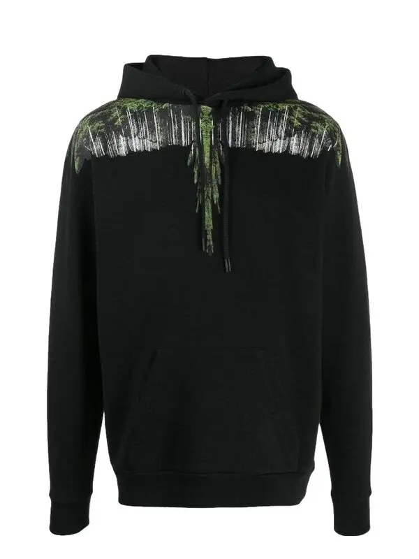 MARCELO BURLON COUNTY OF MILAN Wing Printed Hooded Sweater - Black