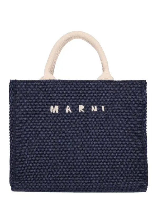 Marni Tropicalia Logo Embroidered Small Tote Bag - Black