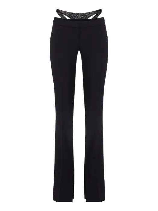 Elisabetta Franchi Embellished Slim Fit Trousers - Black
