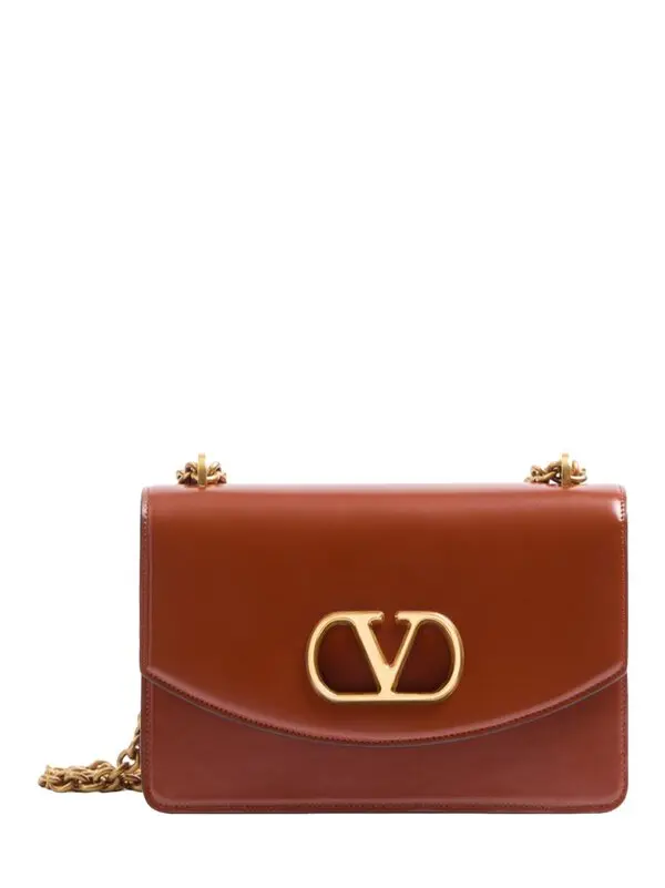 Valentino Garavani V Logo Plaque Shoulder Bag - Red