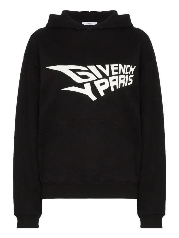 Givenchy Logo Printed Hooded Sweater - Black