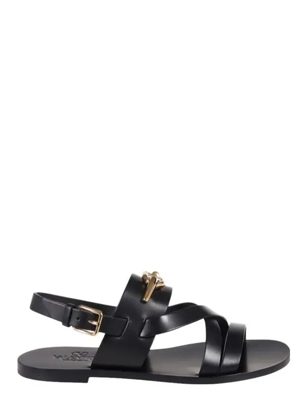 Valentino Garavani Logo Plaque Open Toe Sandals - Black