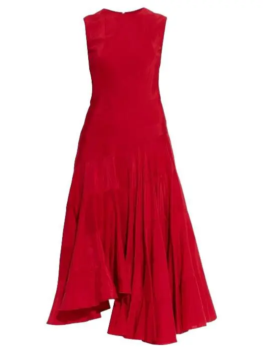 Tory Burch Sleeveless Cotton Satin Dress - Red