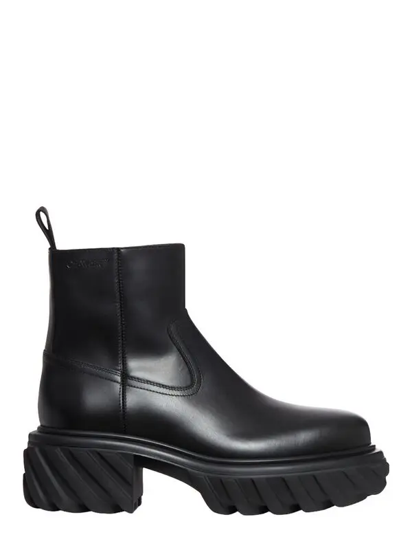 Off-White Exploration Motor Round Toe Ankle Boots - Black