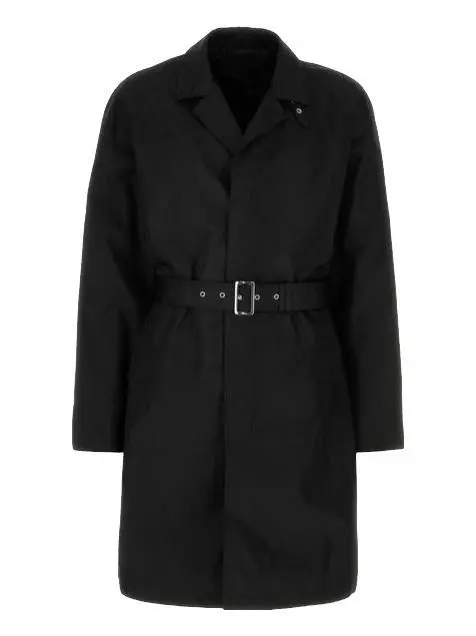 Prada Long Sleeved Belted Coat - Black