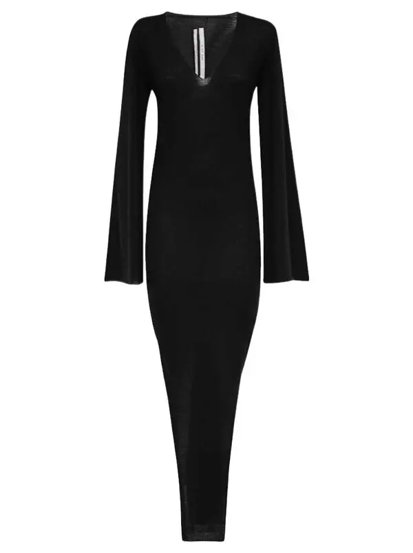 Rick Owens V-neck Long Sleeve Dress - Black