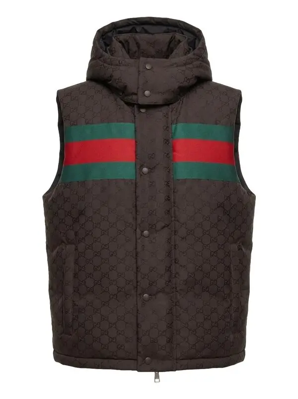 Gucci Gg Printed Padded Gilet - Black