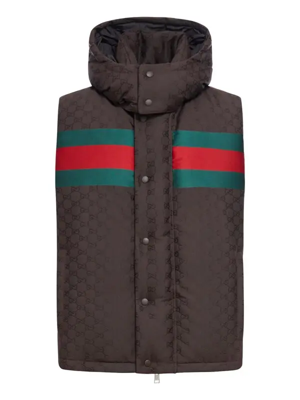 Gucci Gg Printed Padded Gilet - Black