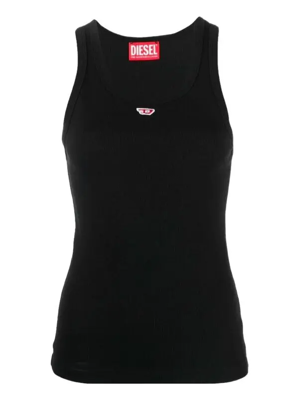 DIESEL® T-anky-d" Ribbed Tank Top With Logo Detail - Black