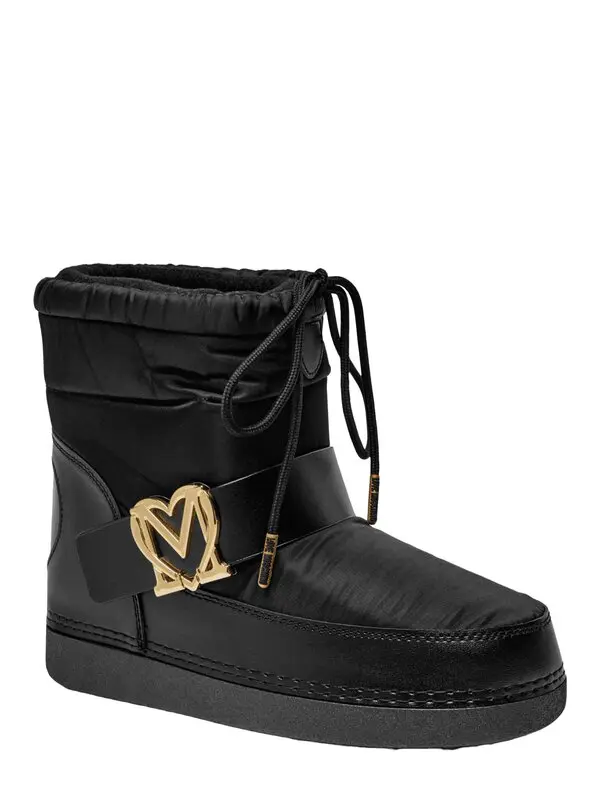 Moschino Round Toe Lace Up Ankle Boots - Black