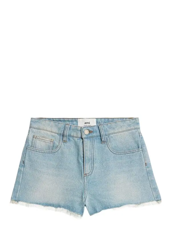 Ami Raw-cut Denim Shorts - Blue