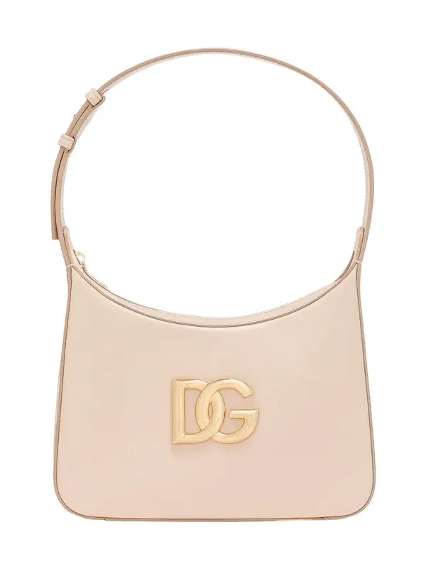 Dolce & Gabbana Logo Plaque Shoulder Bag - Nude