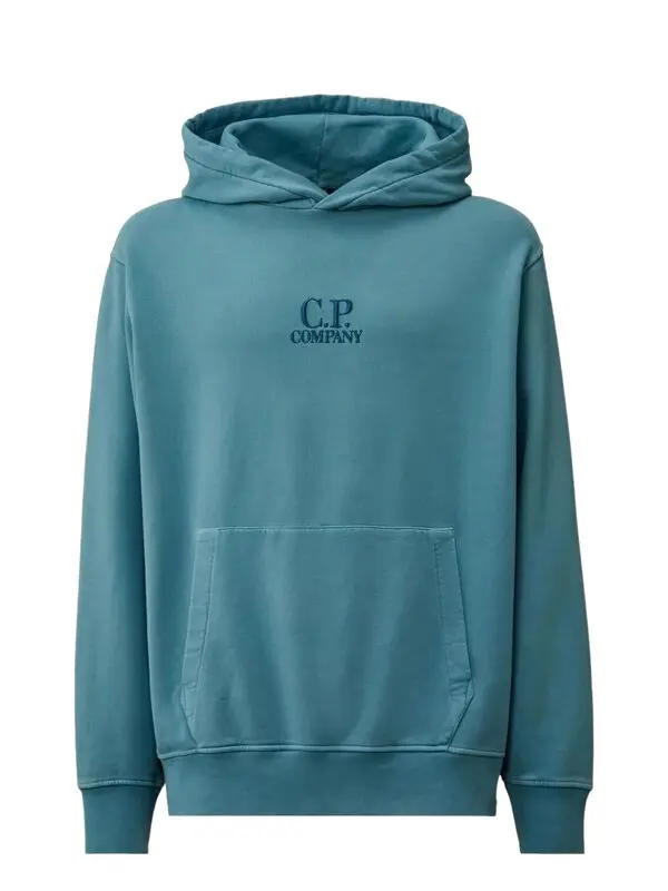 C.P. COMPANY Embroidered Logo Hoodie - Blue
