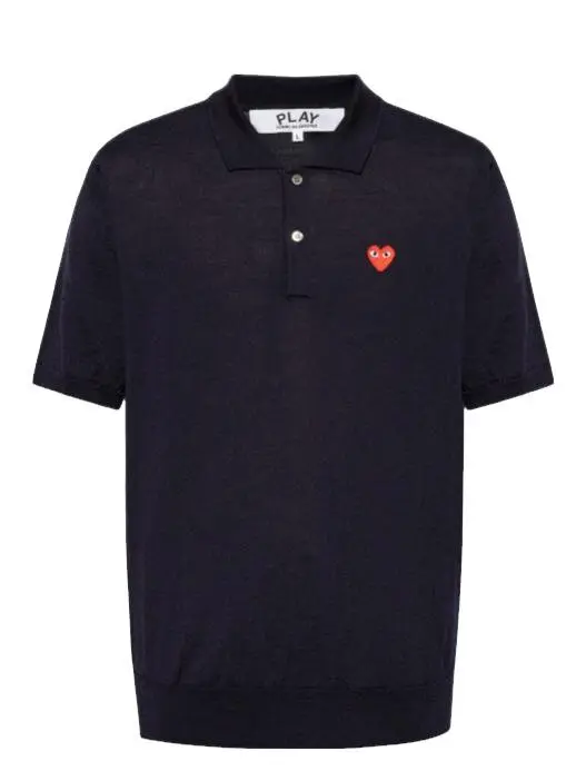 Play Comme Des Garcon Logo-patch Knitted Polo Shirt - Black