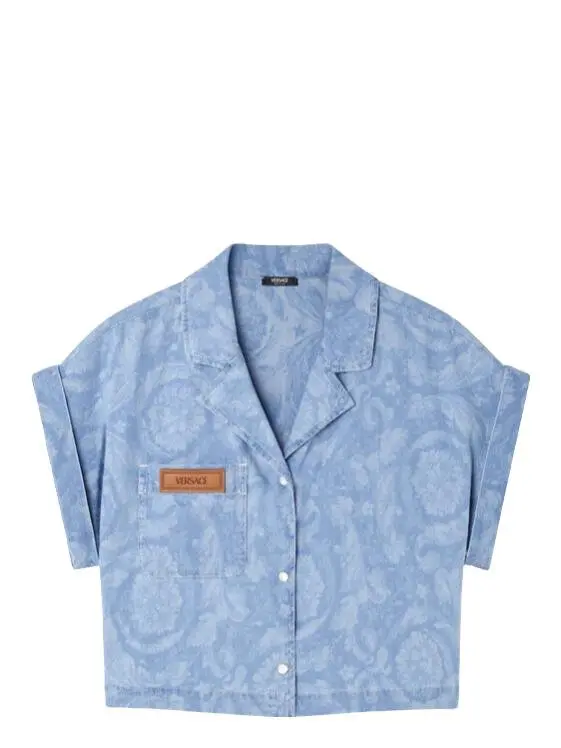Versace Short Sleeve Printed Shirt - Blue