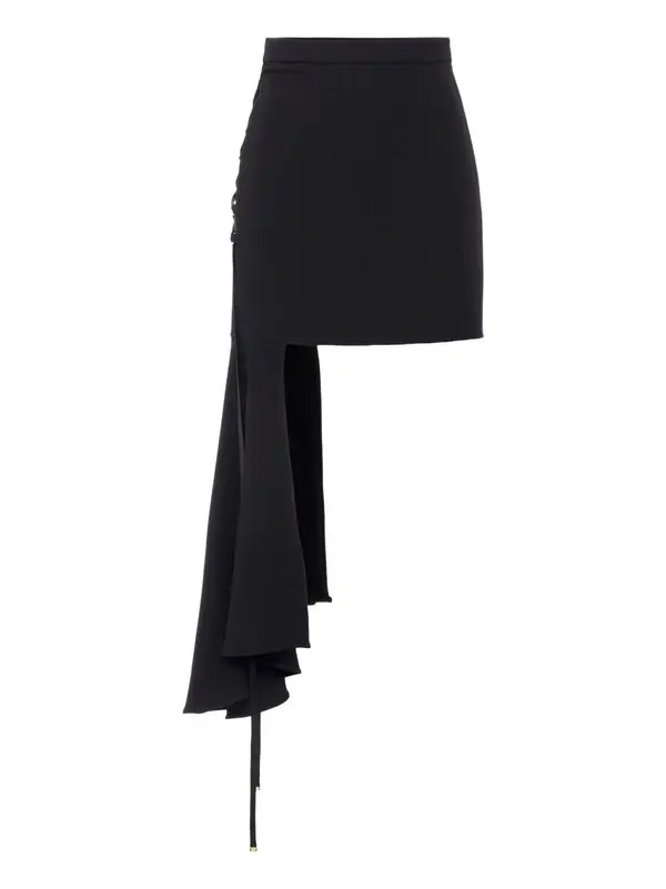 Elisabetta Franchi Asymmetrical Criss-cross Laced Crepe Miniskirt - Black