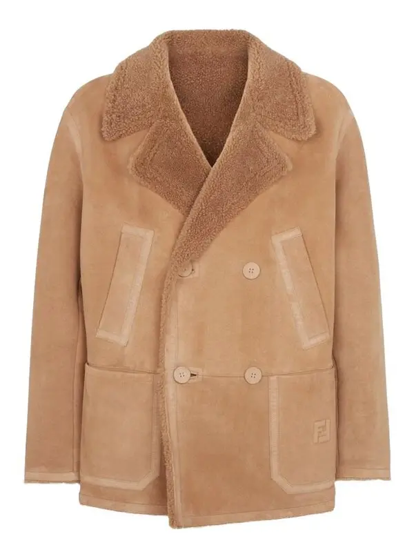 Fendi Sheepskin Blouson With Embossed Ff Logo - Light Brown