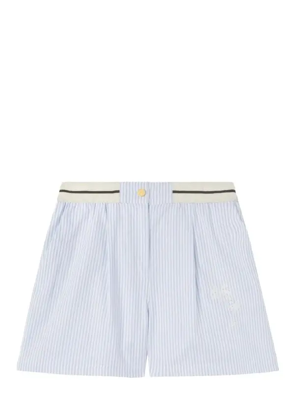 Palm Angels Striped Pleated Box Shorts - White