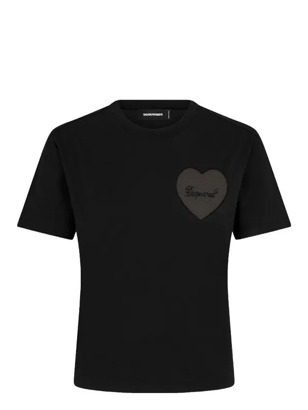 Dsquared2 Heart Tulle Detailed T-shirt - Black