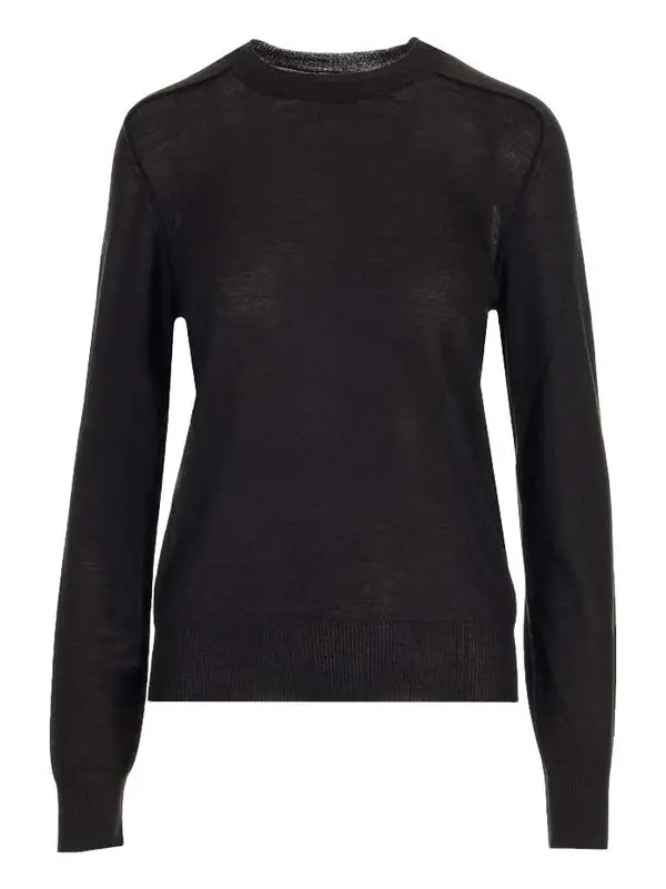 Bottega Veneta Crew Neck Long Sleeve Knit Jumper - Dark Chocolate