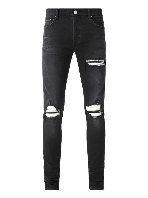 Amiri Distressed Wash Jeans With Logo Patch - Black