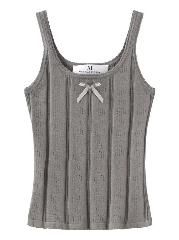 Marissa Chiara Knitted Camisole Vest With Bow Detail - Grey