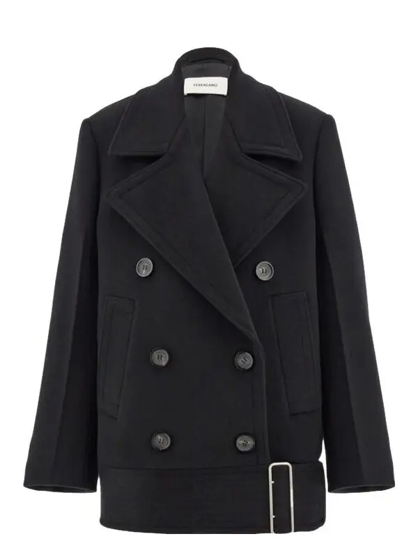 FERRAGAMO Double-breasted Coat - Black