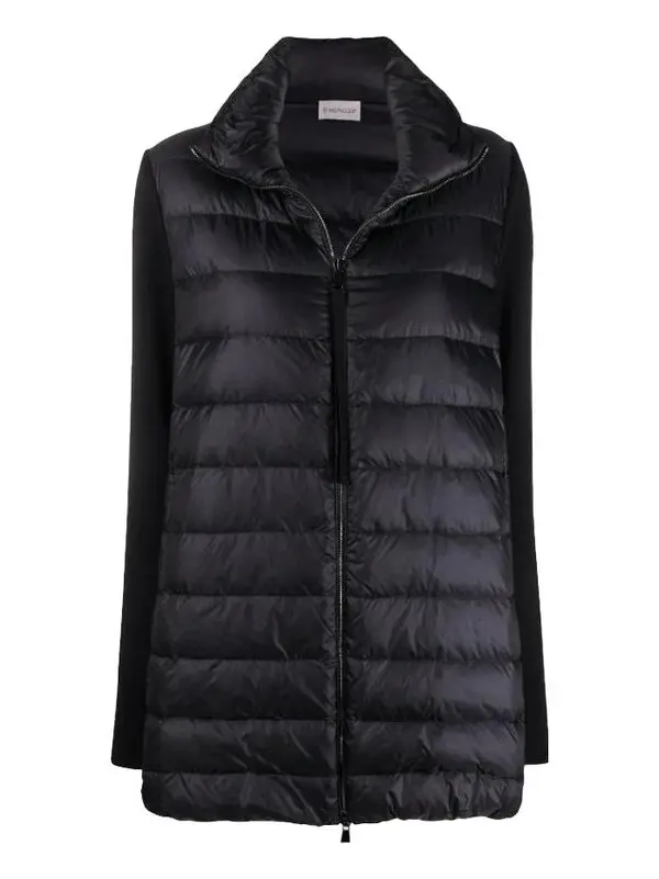 Moncler Logo Patch Down Jacket With Stand Collar And Zip-up Closure - Black