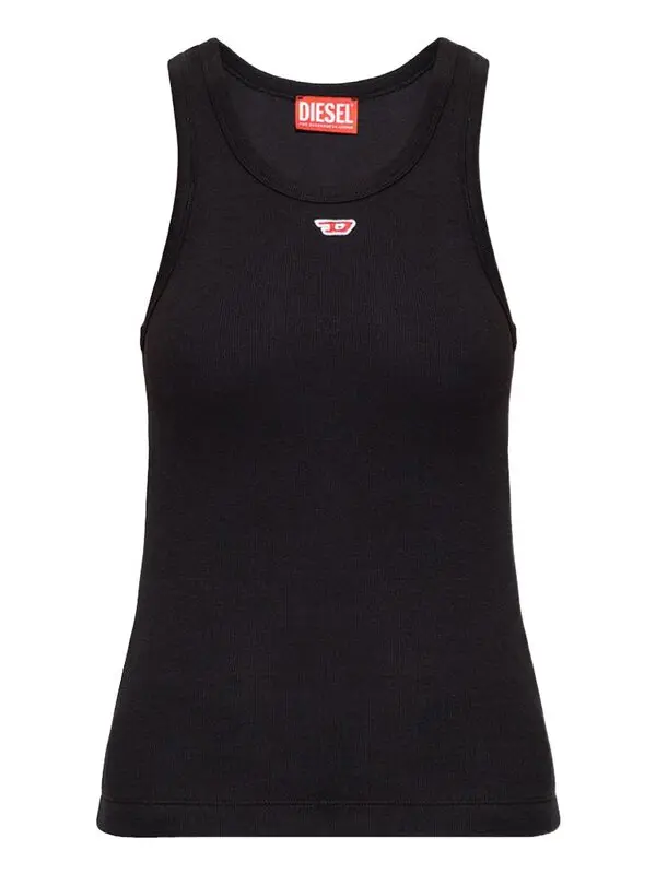 DIESEL® Ribbed Cotton Logo Vest - Black