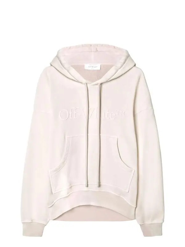 Off-White Embroidered Logo Drawstring Hoodie - White