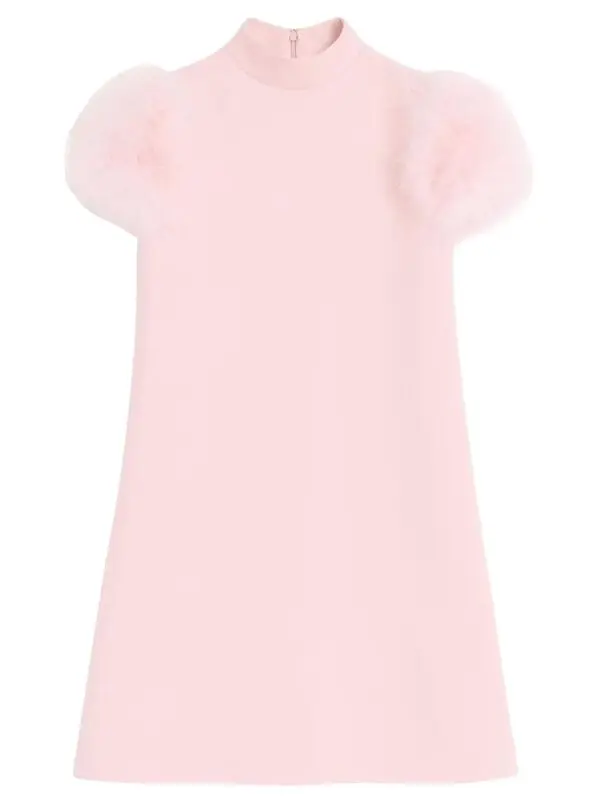 Valentino Garavani Crepe Couture Feather Mini Dress - Pink