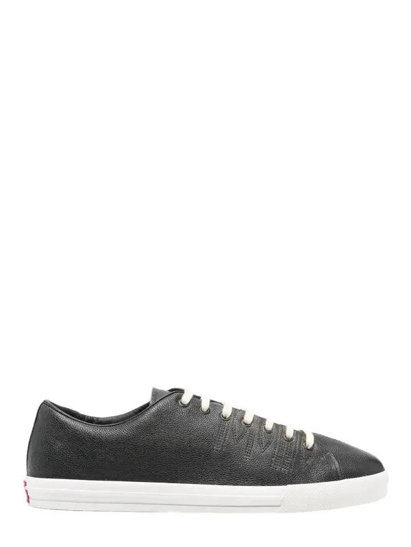 Prada Aged-effect Leather Lace-up Sneakers - Black