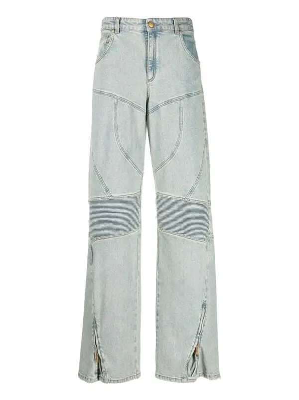 Blumarine Logo Detail Wide-leg Jeans - Gray