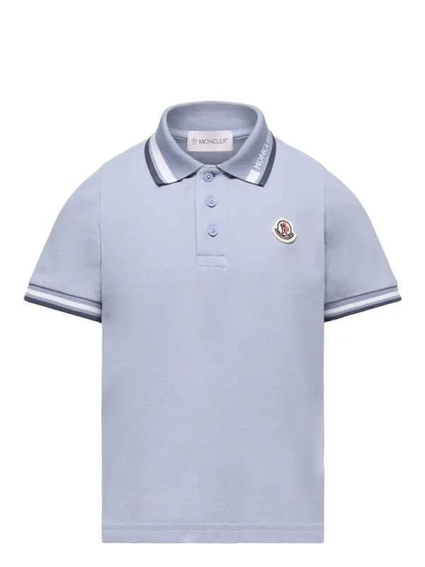 Moncler Cotton Piquet Polo Shirt - Powder Blue