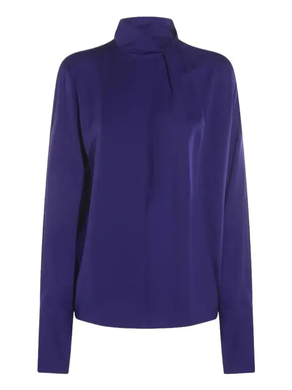 TOM FORD Long Sleeved Satin Blouse - Clematis Blue