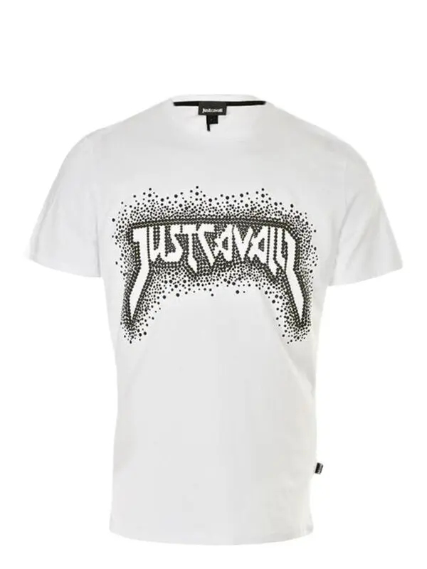 Just Cavalli Logo Polka Dot Short Sleeve T-shirt - White