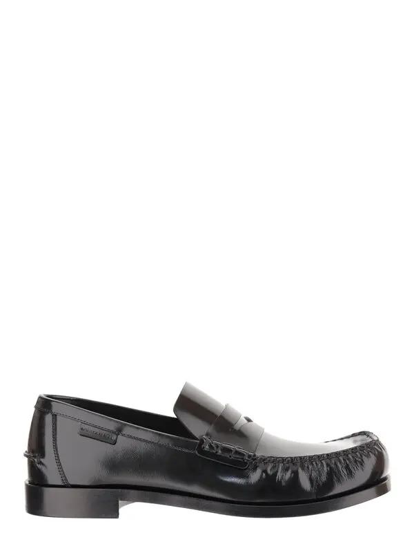 Bottega Veneta Square-toe Slip-on Penny Loafers - Black