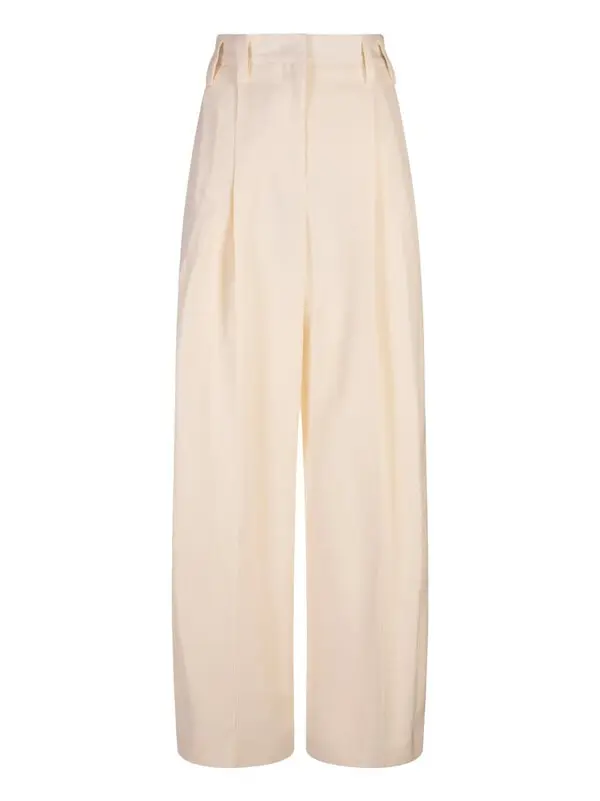 JIL SANDER Pleated Wide-leg Trousers - Ivory