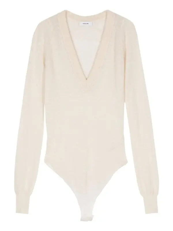 HAIKURE Rita V-neck Long-sleeve Bodysuit - White