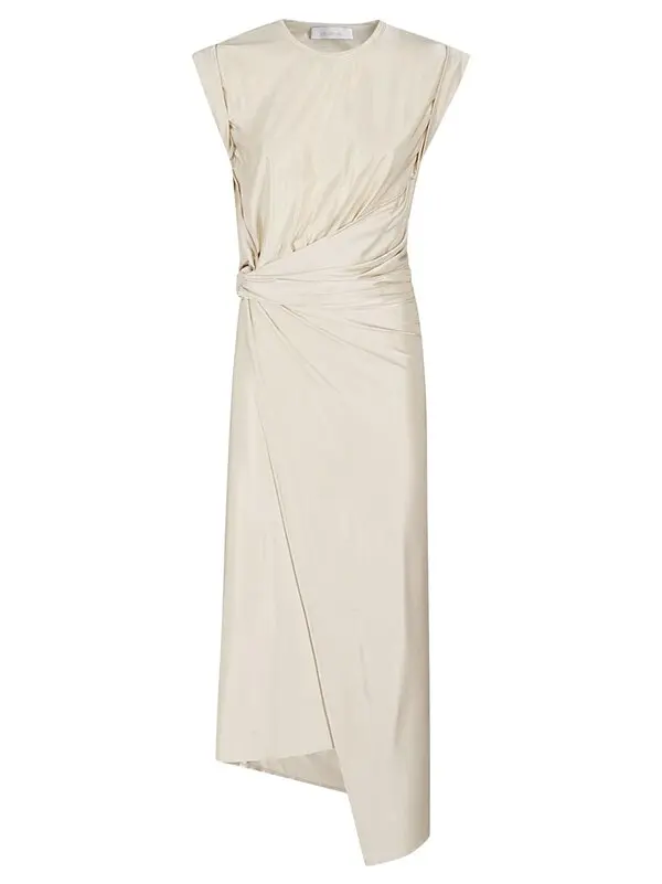 Rabanne Gathered Detail Draped Midi Dress - White