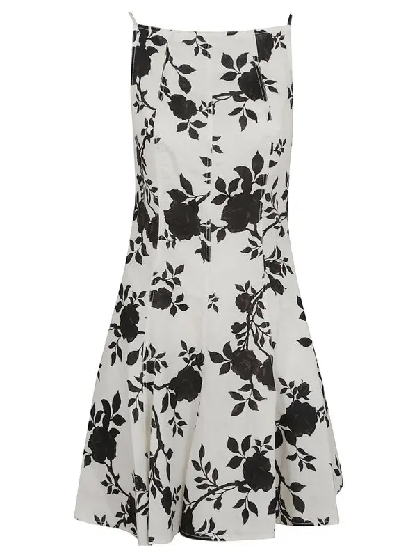 SELF-PORTRAIT Open-back Floral-print Mini Dress - White