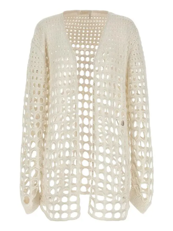 Chloé Macramé Knit Cardigan - Nude