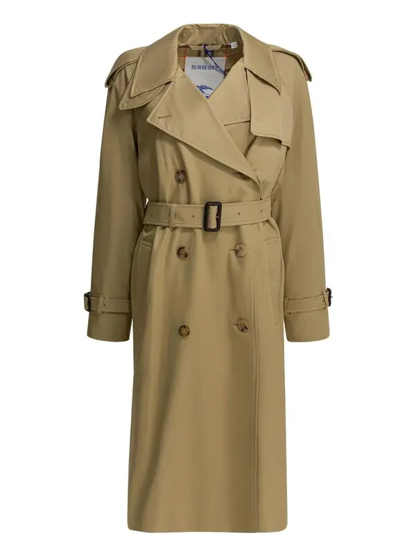Burberry Double Breasted Belted Coat - Beige