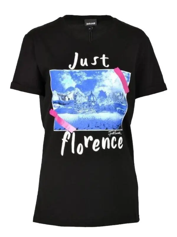 Just Cavalli Pattern Printed Short-sleeved T-shirt - Black