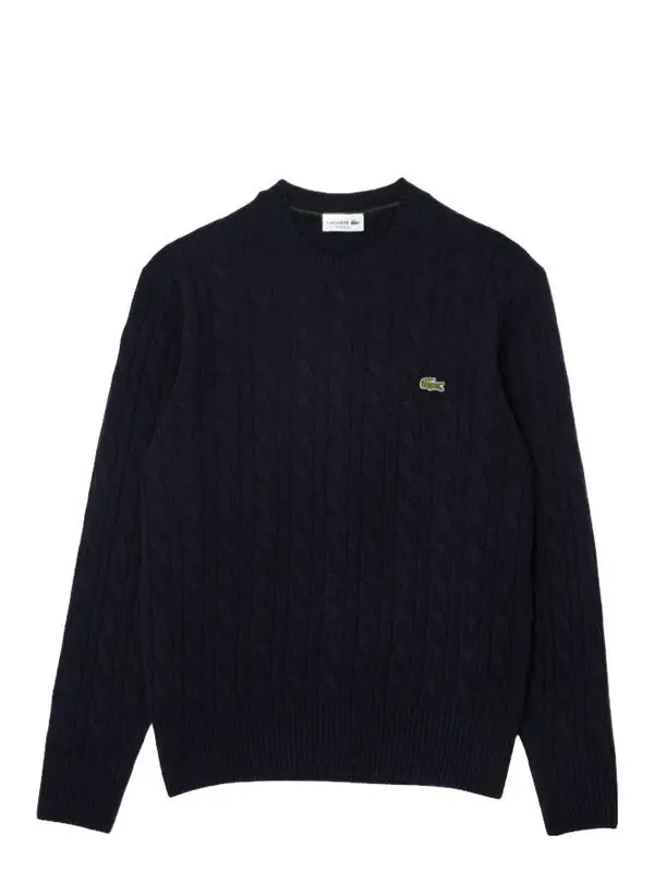 Lacoste Cable Knit Crewneck Jumper - Blue