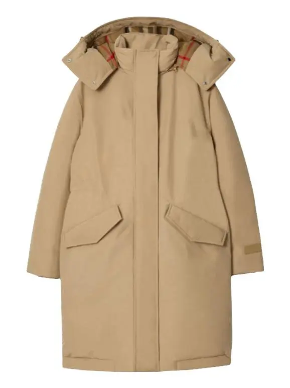 Burberry Down-filled Coat With Detachable Hood - Camel