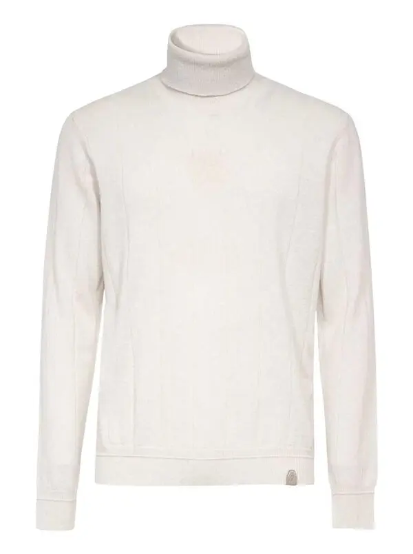 Brioni Ribbed Turtleneck Knitted Sweater - White