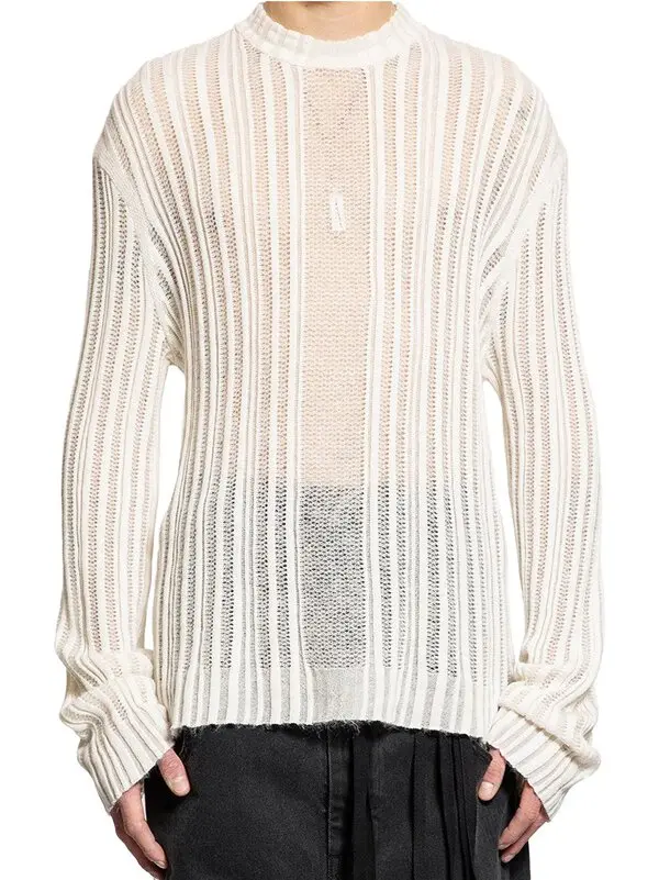 ANN DEMEULEMEESTER Long Sleeve Knit Sweater - Natural White